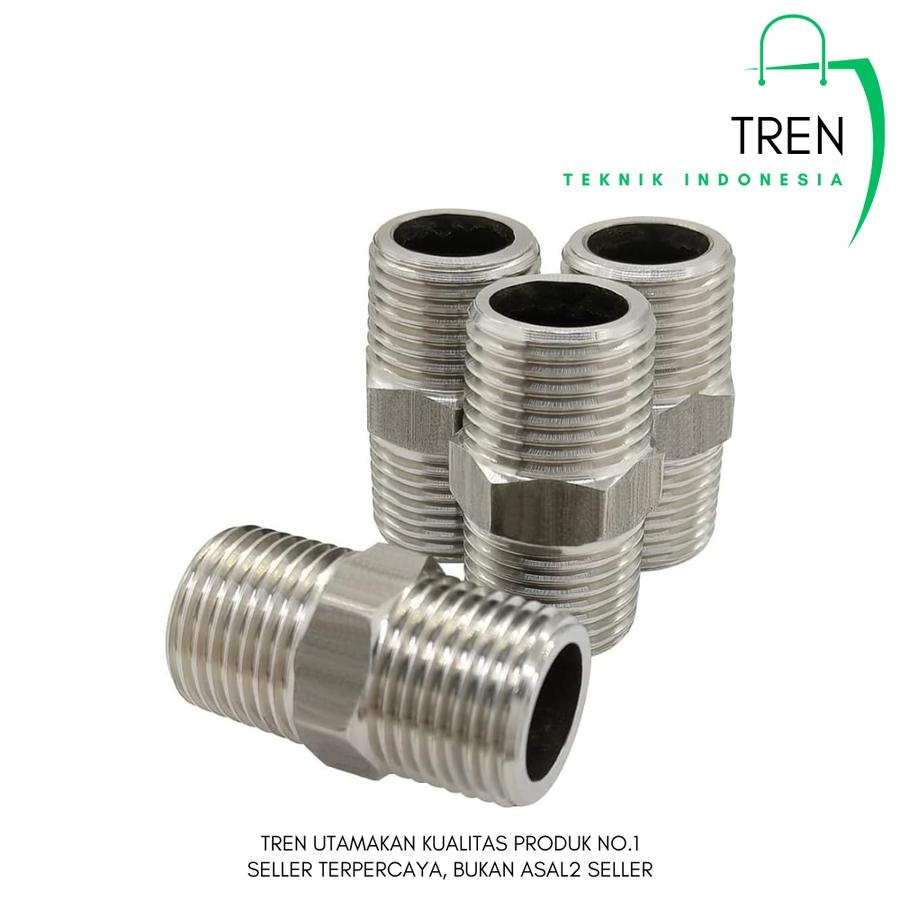 Jual 1/8" DOUBLE NIPPLE NEPEL STAINLESS SS304 SS 304 1/8 INCH | Shopee Indonesia
