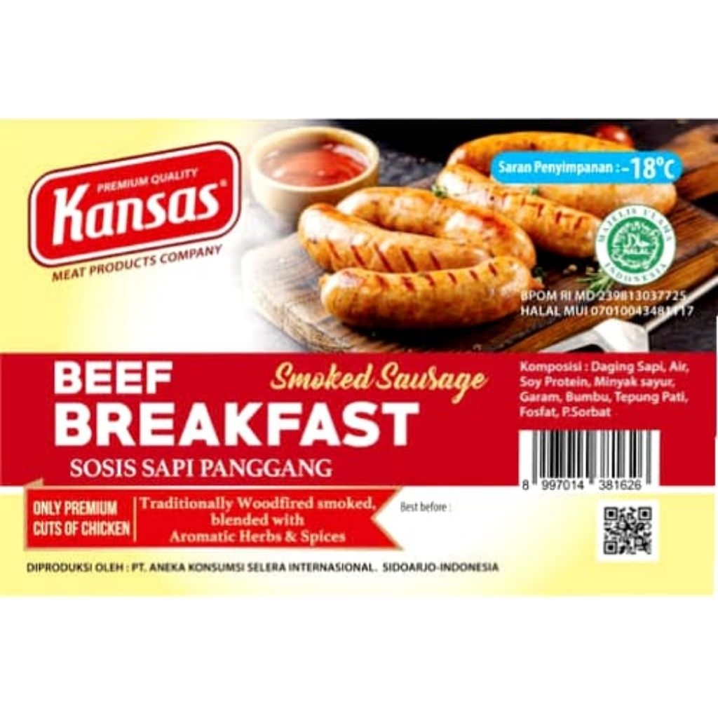 Jual Kansas Sosis Breakfast Sapi Panggang 1 Kg | Shopee Indonesia