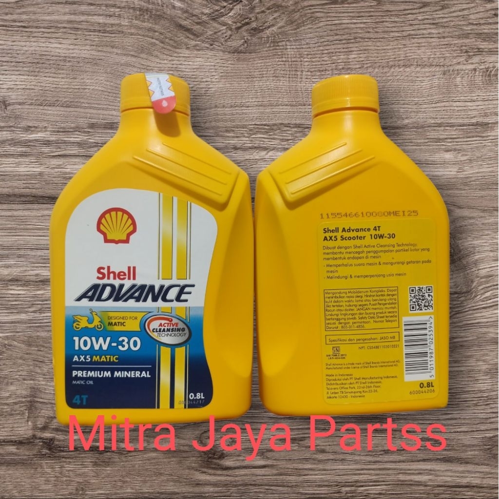 Jual Oli Shell Advance AX5 Matic 10W-30 800 ML Oli Shell AX5 Matik 0.8L ...