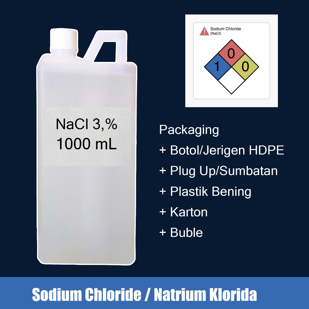 Jual Larutan NaCl 3% / Larutan Natrium Klorida 3% / Sodium Chloride / Larutan Garam 1000 ml ...