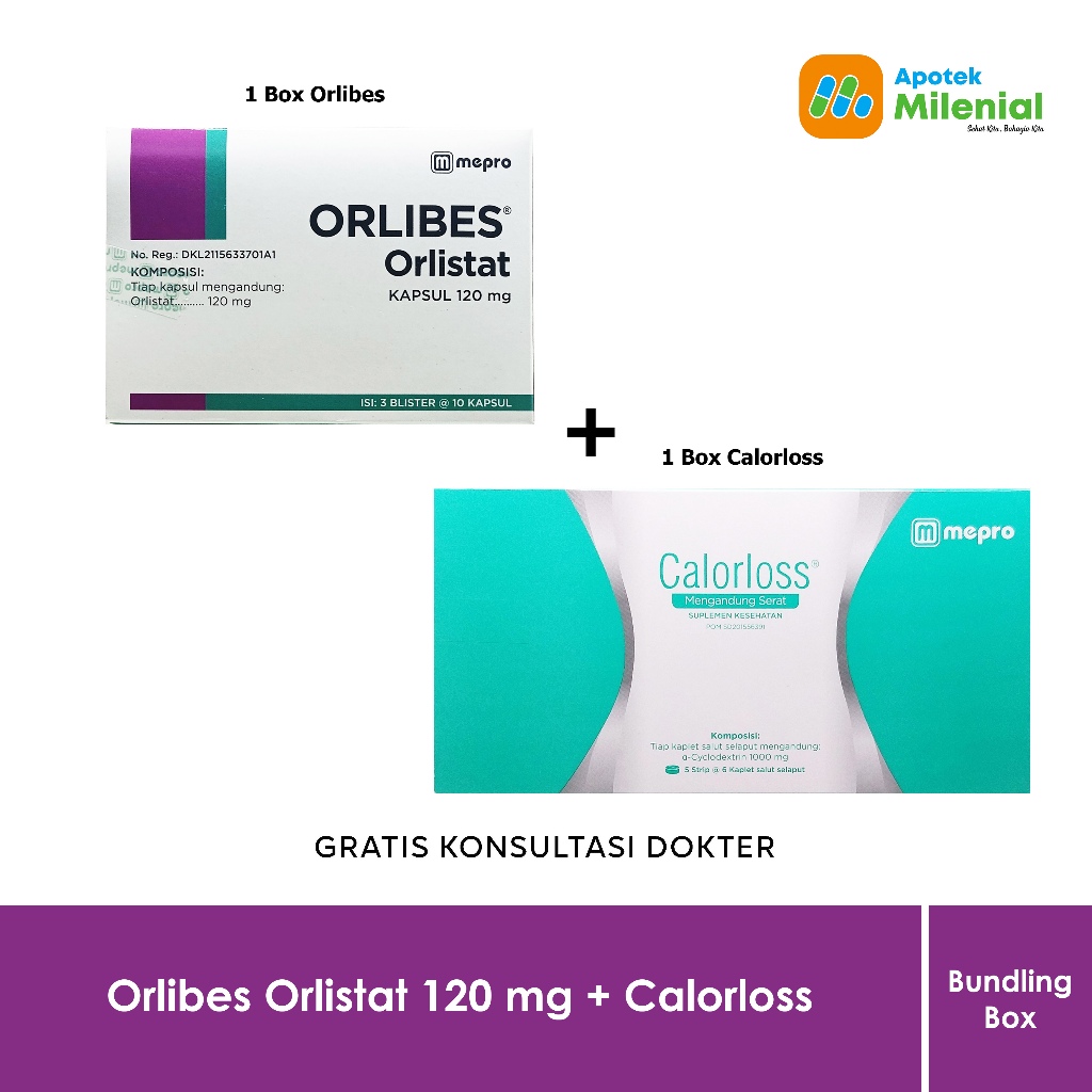 Jual Orlibes 120 Mg Box 30 Kapsul Bundling Calorloss box 30 Kapsul ...