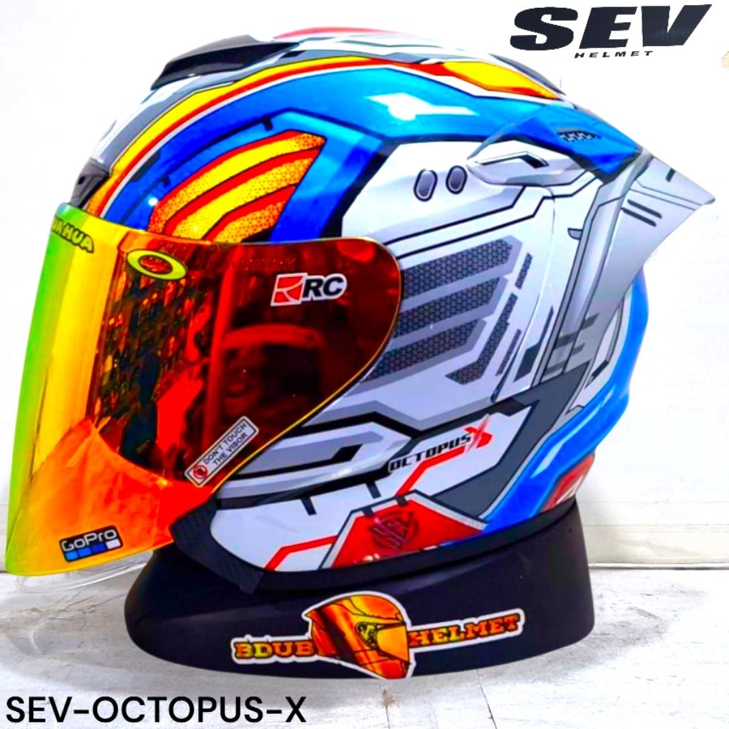Jual Helm SEV Octopus X motif easy gren paket ganteng spoiler 3D ...