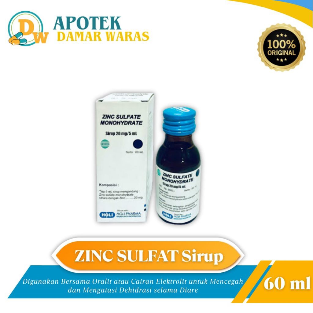 Jual Zinc Sulfat Monohydrate Sirup 60mL/ mengatasi dehidrasi akibat ...