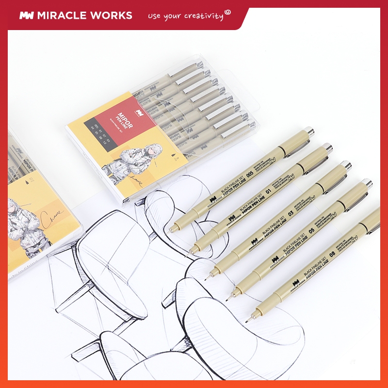 Jual MW Micron Drawing pen set 3/5/10/12 Waterproof Drawing Pen Micron ...