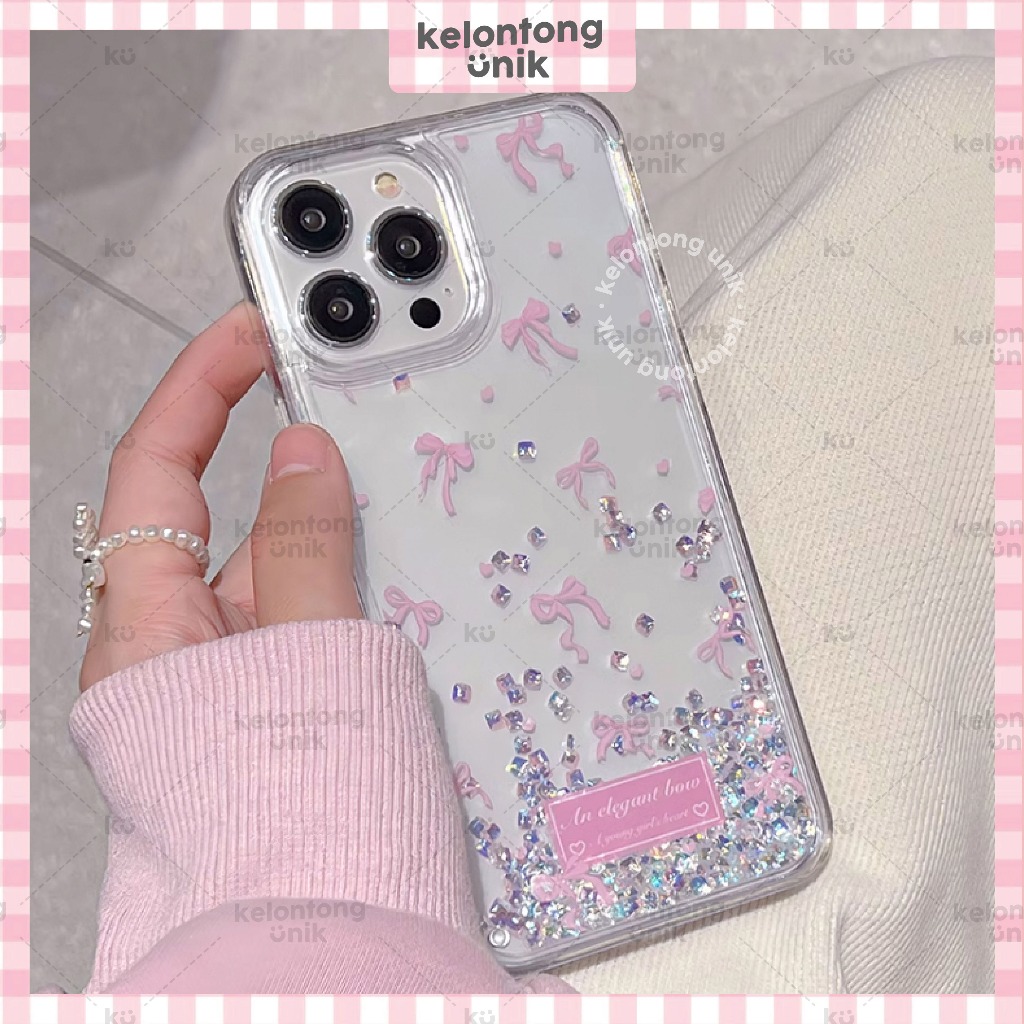 Jual KELONTONG UNIK | 𝗧𝗜𝗔𝗡𝗡𝗔 Water Pink Coquette Acrylic Case Ribbon ...