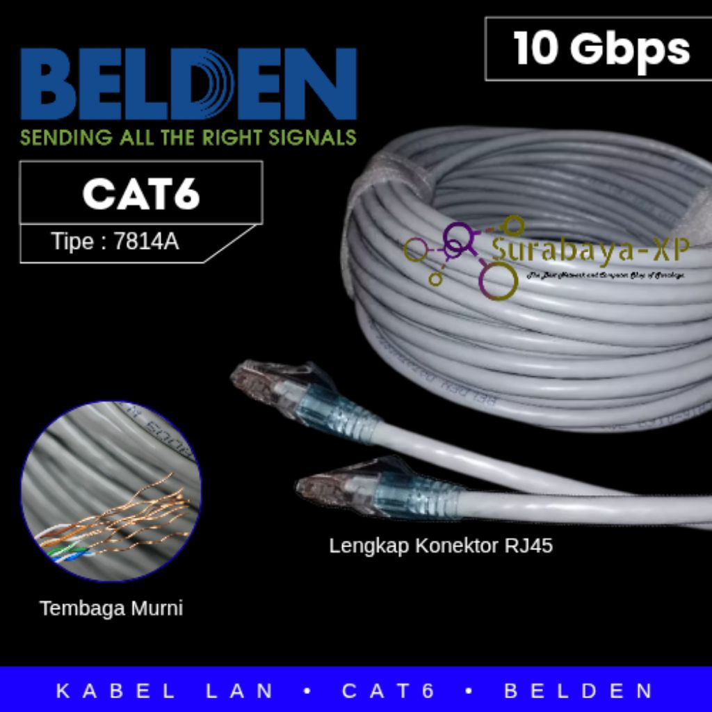 Jual BELDEN UTP CAT6 GIGABIT 7814A KABEL LAN 10M/15M/20M/25M/30M/35M/40M/50M/60M/70M/80M/100 ...