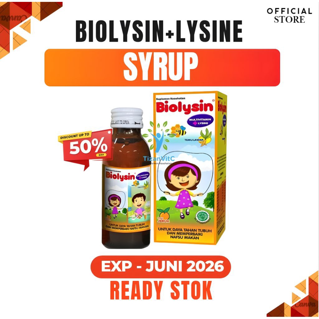Jual Biolysin/Biolisin+Lysine Syrup 60ml Multivitamin-Penambah Nafsu ...
