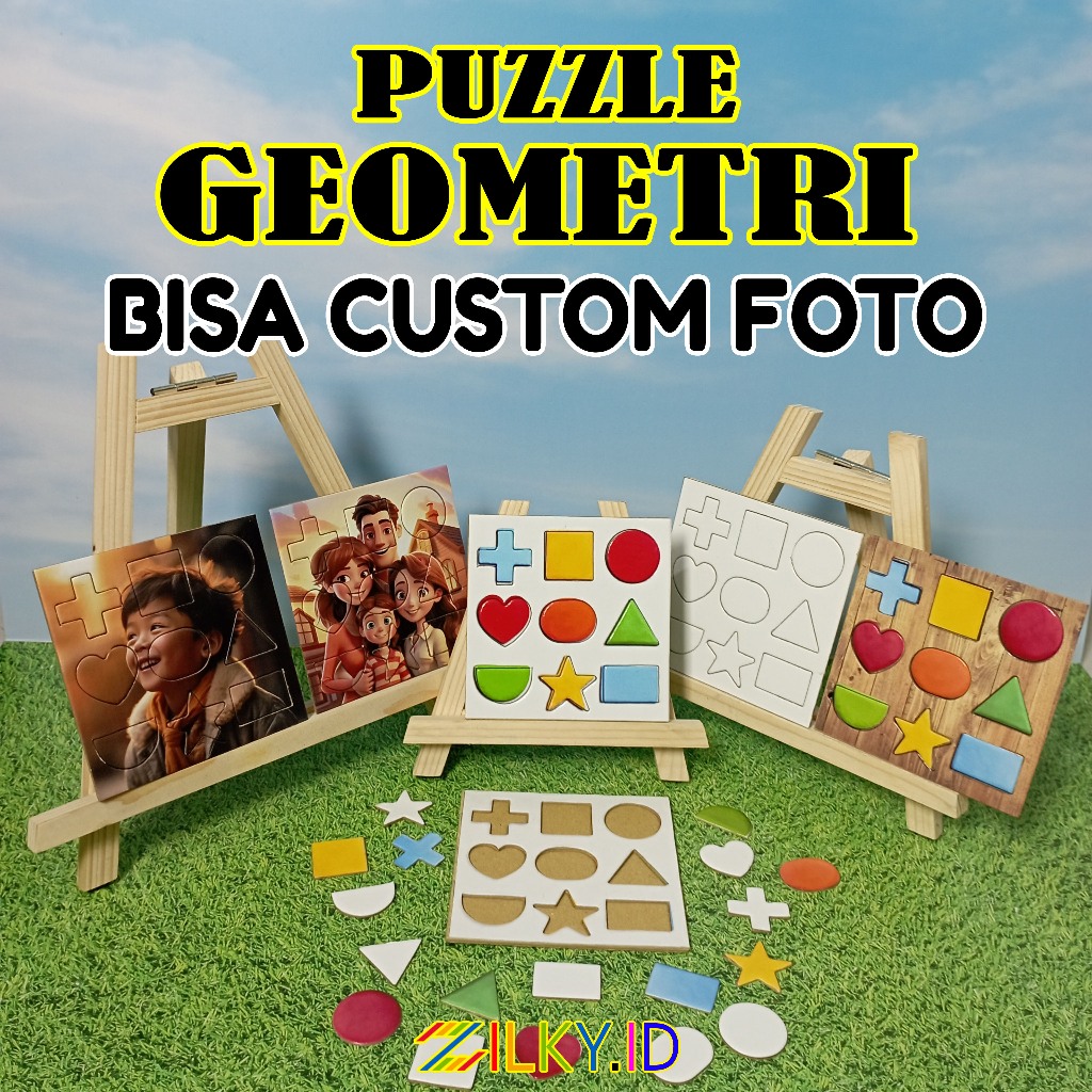 Jual Puzzle Geometri Bisa Custom Foto Gambar Bentuk Bangun Datar Mainan ...