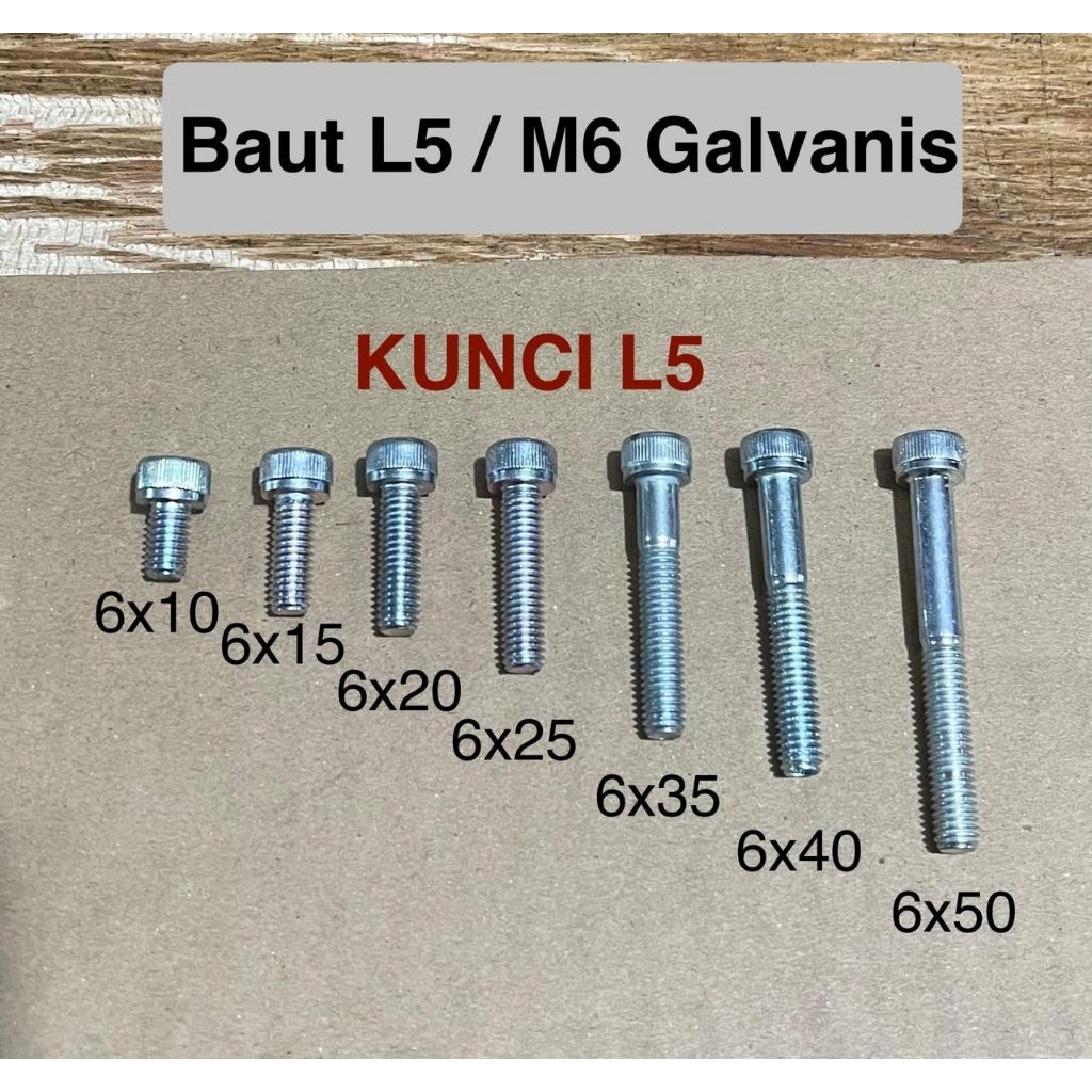Jual Paket isi 20 pcs Baut L5 M6 Galvanis Baut L 6x10 6x15 6x20 6x25 ...