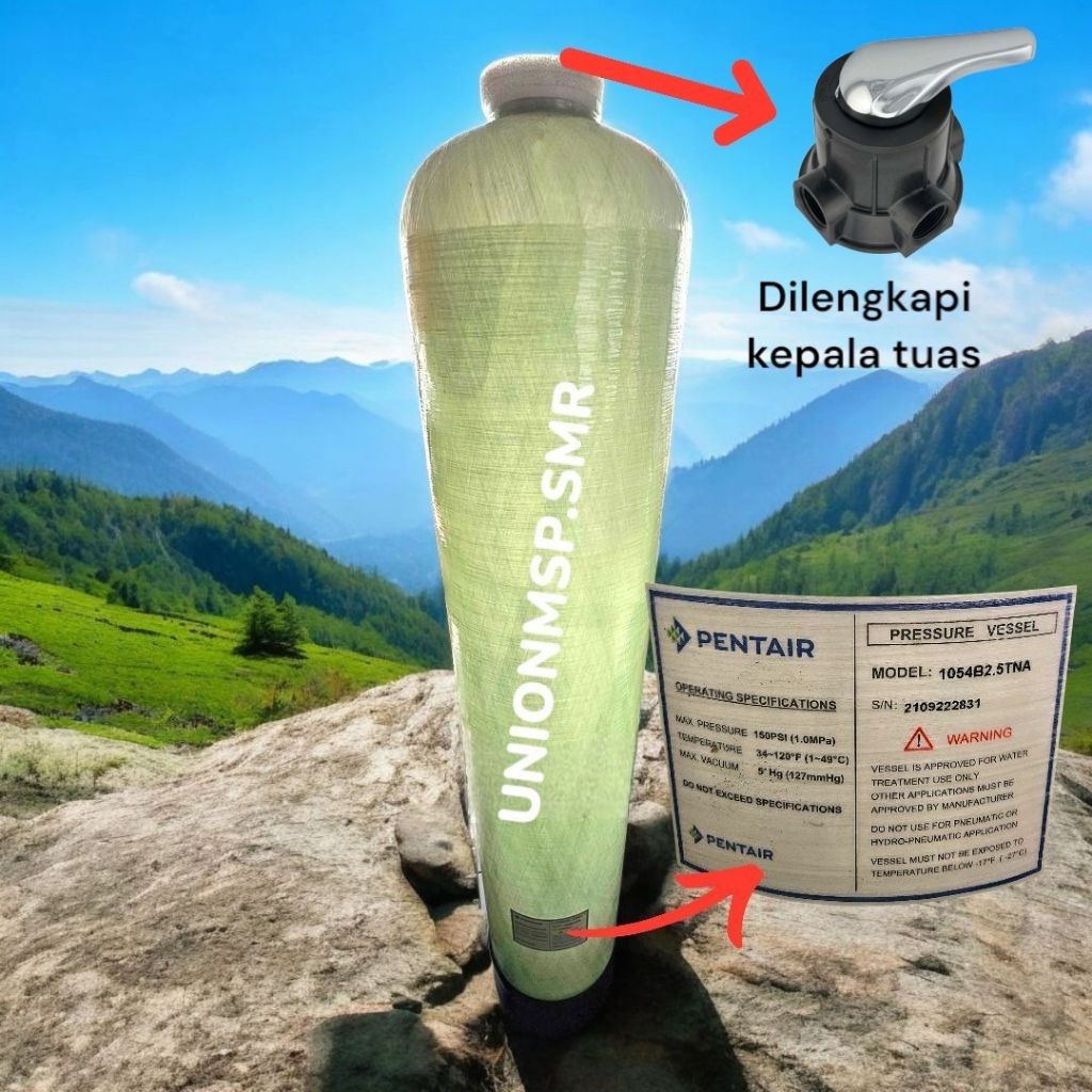 Jual PENTAIR Pressure Vessel 1054B2.5TNA - Tangki Filter Air FRP 10x54 ...