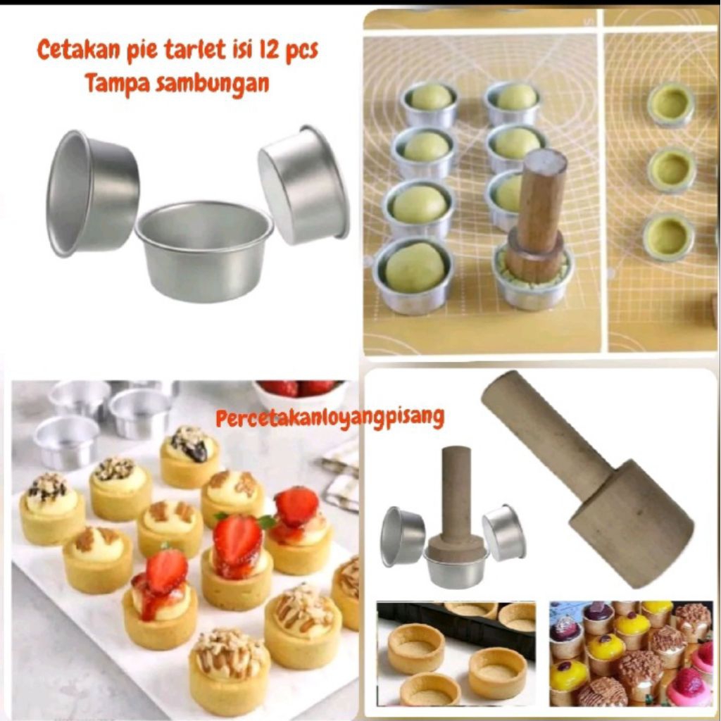 Jual cetakan pai tarlet/pai bulat plus penekan isi 12 pcs | Shopee ...