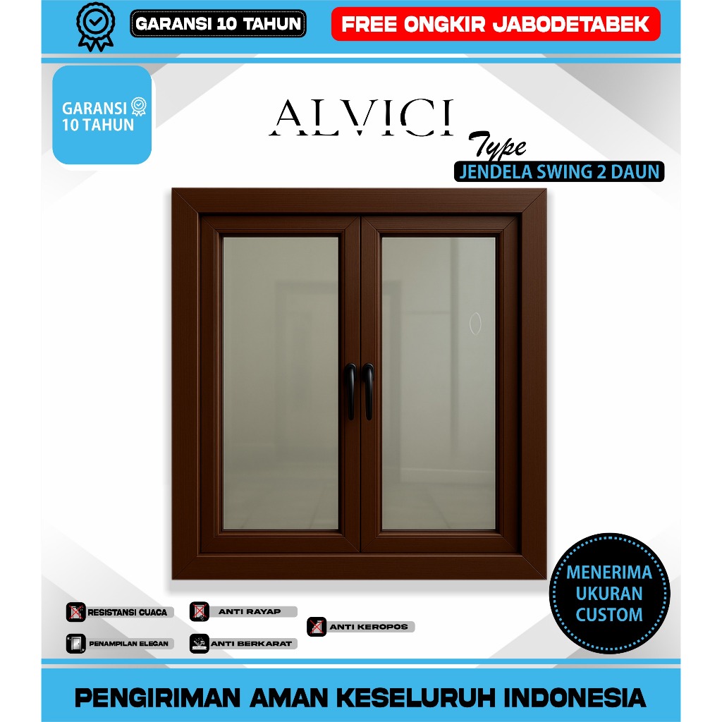 Jual Jendela Rumah UPVC Jendela kamar Dan Rumah Jendela Minimalis Modern Double Swing Coklat ...