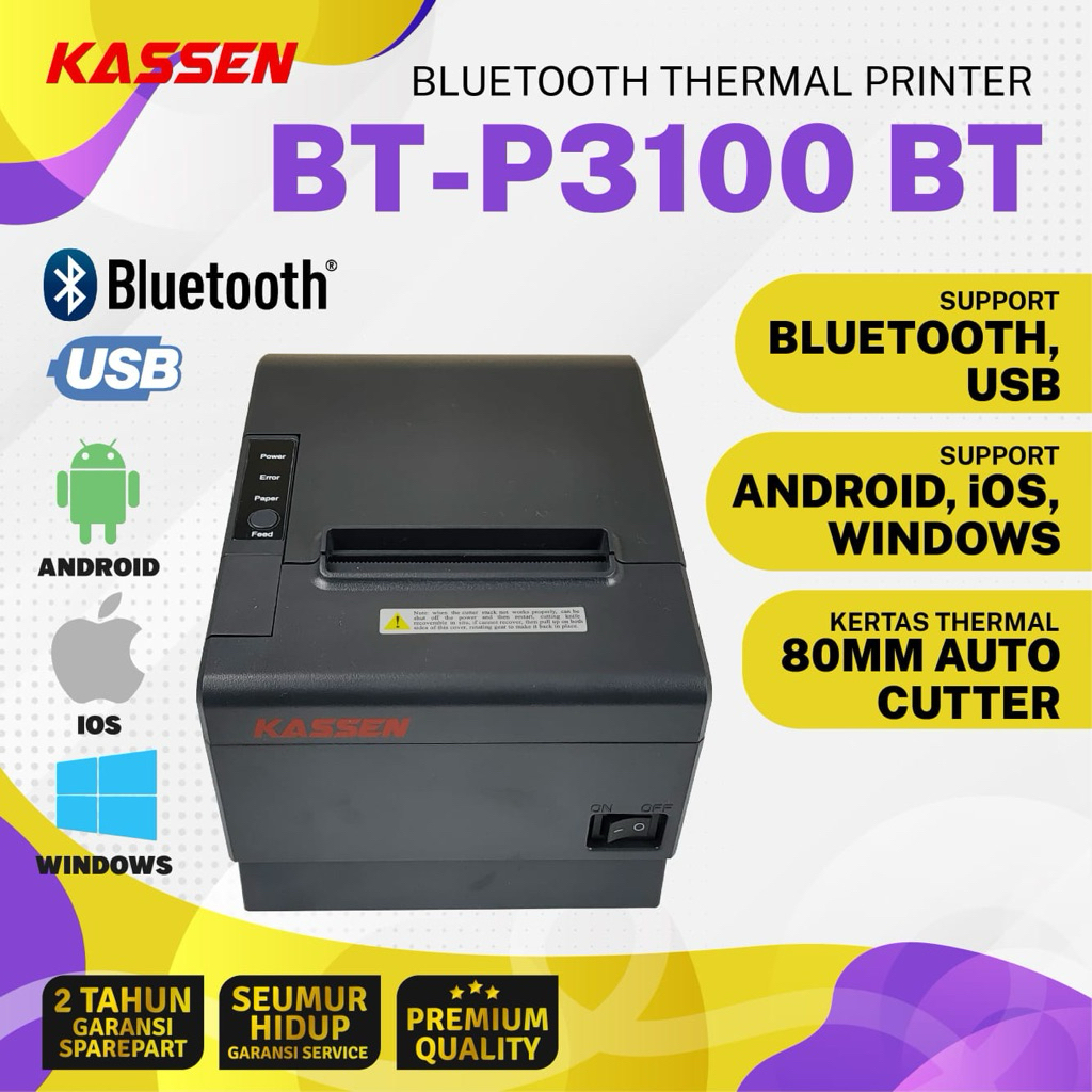 Jual PRINTER KASIR KASSEN BT-P3100 BTP 3100 BT KERTAS 80MM | Shopee Indonesia