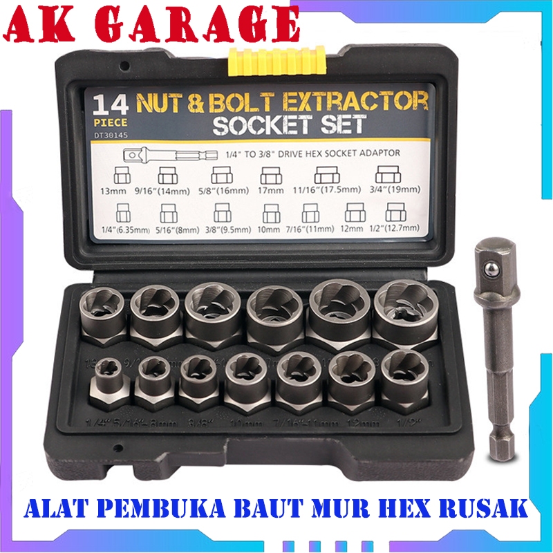 Jual 1* Alat Pembuka Baut Mur Hex Rusak Set Kunci Ring pass Damaged Screw Bolt Nut Remover Patah ...