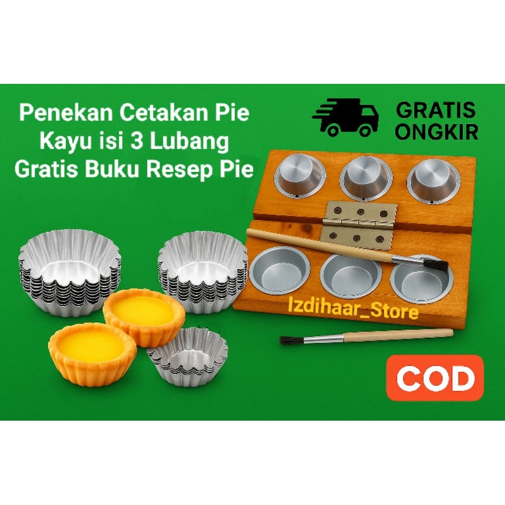 Jual Cetakan Pie Mini Kayu Jati 3 Lubang + Bonus 3pcs Cetakan / Cetakan ...