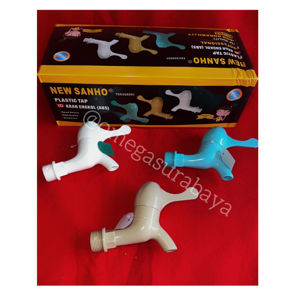 Jual [12 Pcs] Keran Air Kran PVC Plastik Engkol - SANHO 1/2"inch 3/4 ...