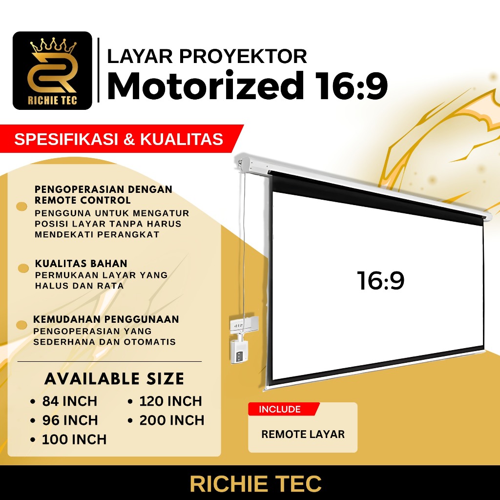 Jual Screen projector Motorized 120inch 16:9 / layar projektor otomatis ...