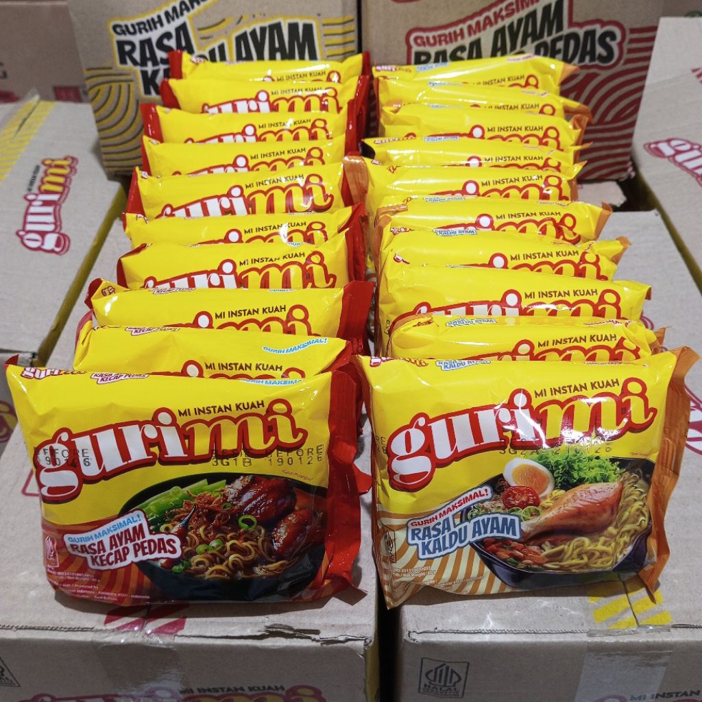 Jual ( 20 pcs ) GURIMI Mie Instan Ayam Kecap Pedas & Kaldu Ayam 60gr x ...