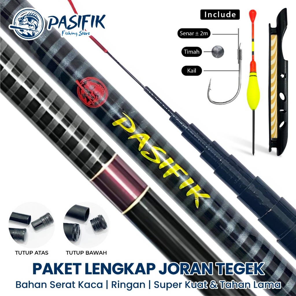 Jual PASIFIK Paket Set Lengkap Joran Tegek Bahan Fiber Serat Kaca ...