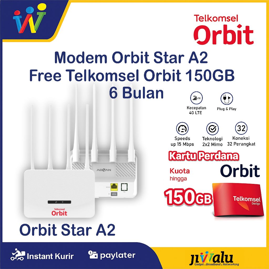 Jual Modem Router Telkomsel Orbit Star A2 Wifi 4G High Speed Bonus Data ...
