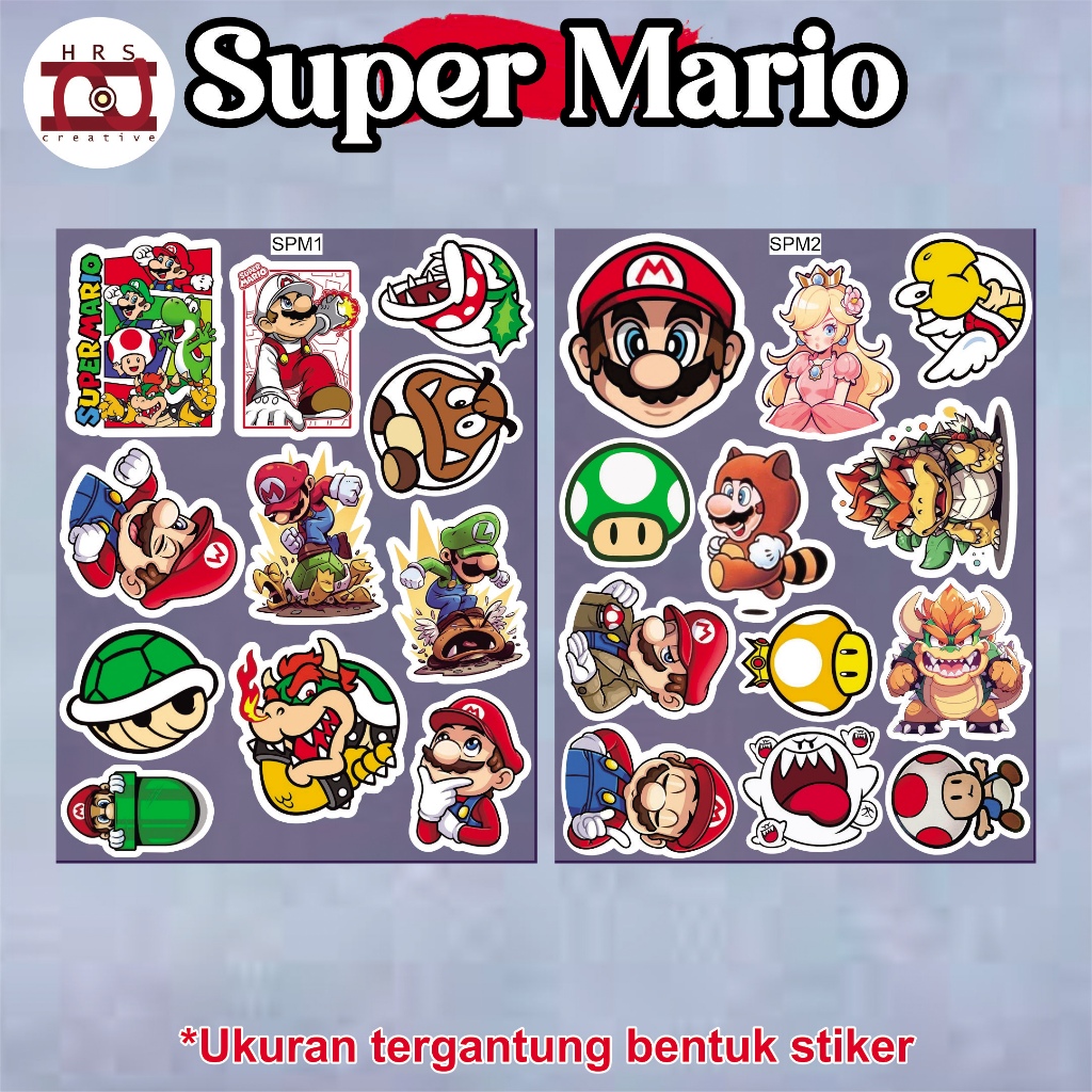Jual sticker Super Mario ( Laptop, Helm, Case, Scrapbook, tumblr, dll ...