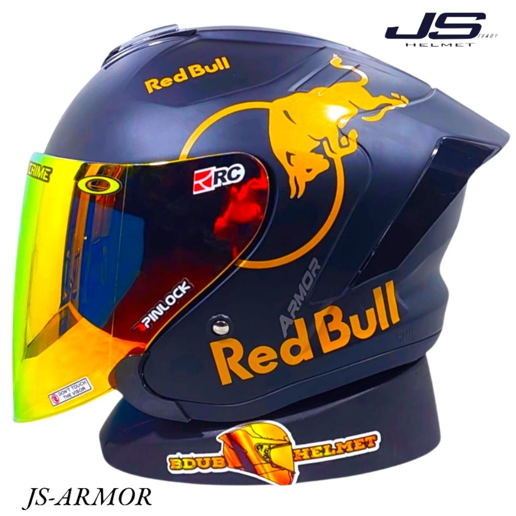 Jual Helm JS Armor red-bull paket ganteng spoiler 3D | Shopee Indonesia