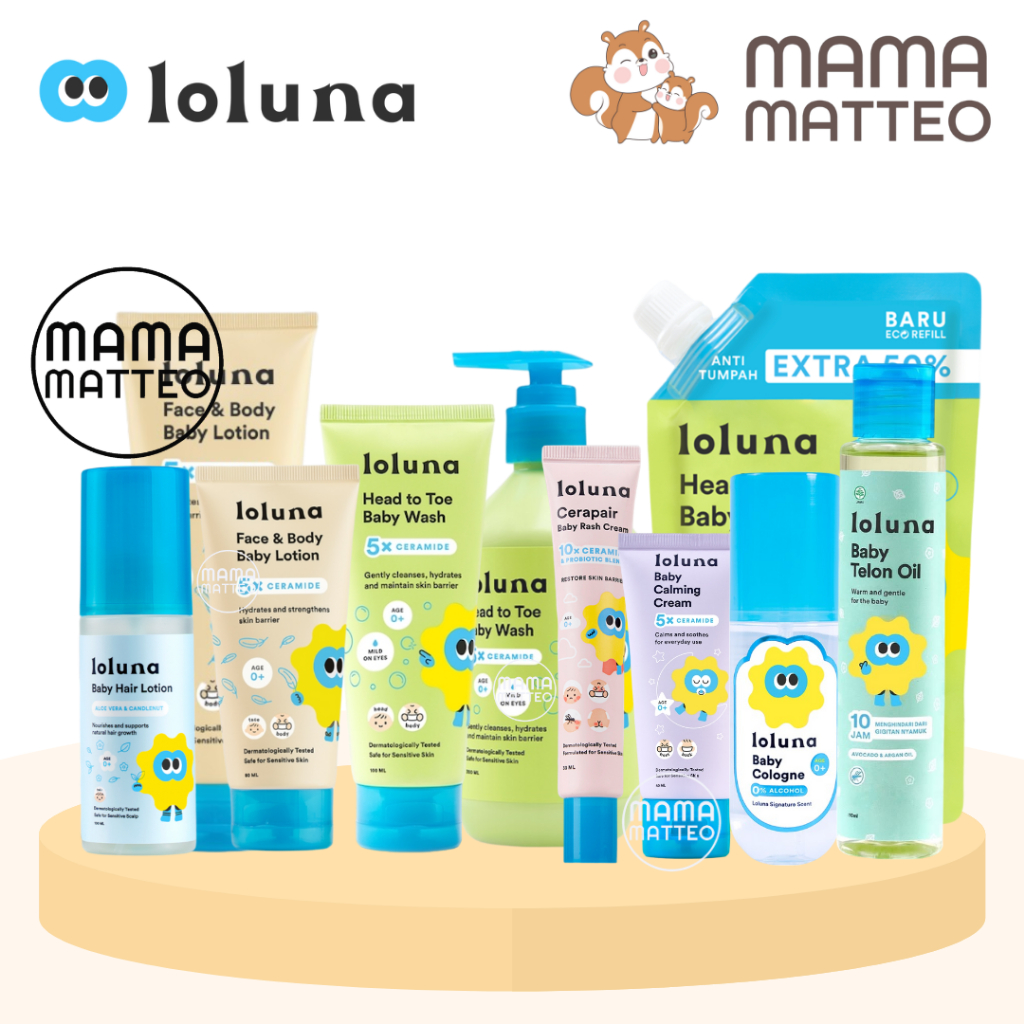 Jual LOLUNA Baby Wash Face Body Lotion Hair Lotion Cerapair Rash Cream ...