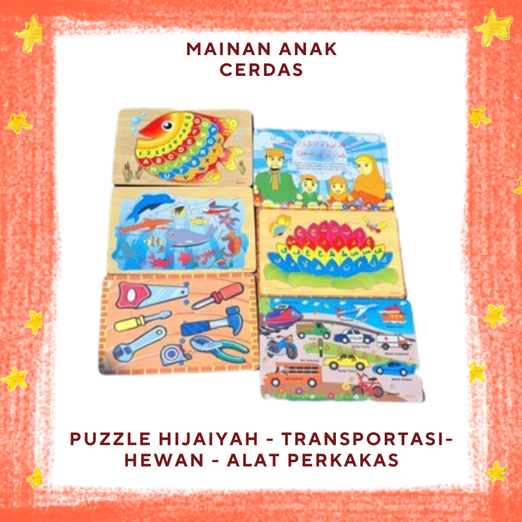 Jual Wooden Puzzle Mainan Kayu Edukatif Puzzle Hijaiyah - Transpotasi ...