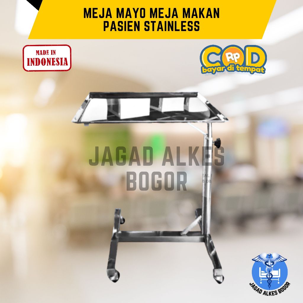 Jual Meja Troli Mayo | Tempat Makan Pasien | Over Bed Table Stainless ...