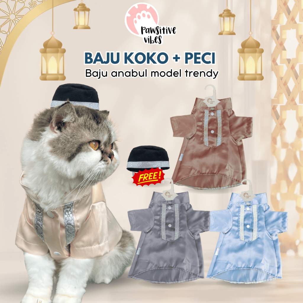 Jual Set Baju Koko + Topi Lucu Kucing Special Lebaran - Set Kostum ...