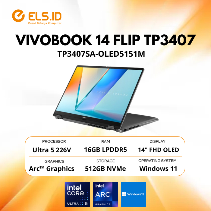 Jual Asus Vivobook 14 Flip TP3407SA-OLED5151M Touch 2in1 Core Ultra 5 ...