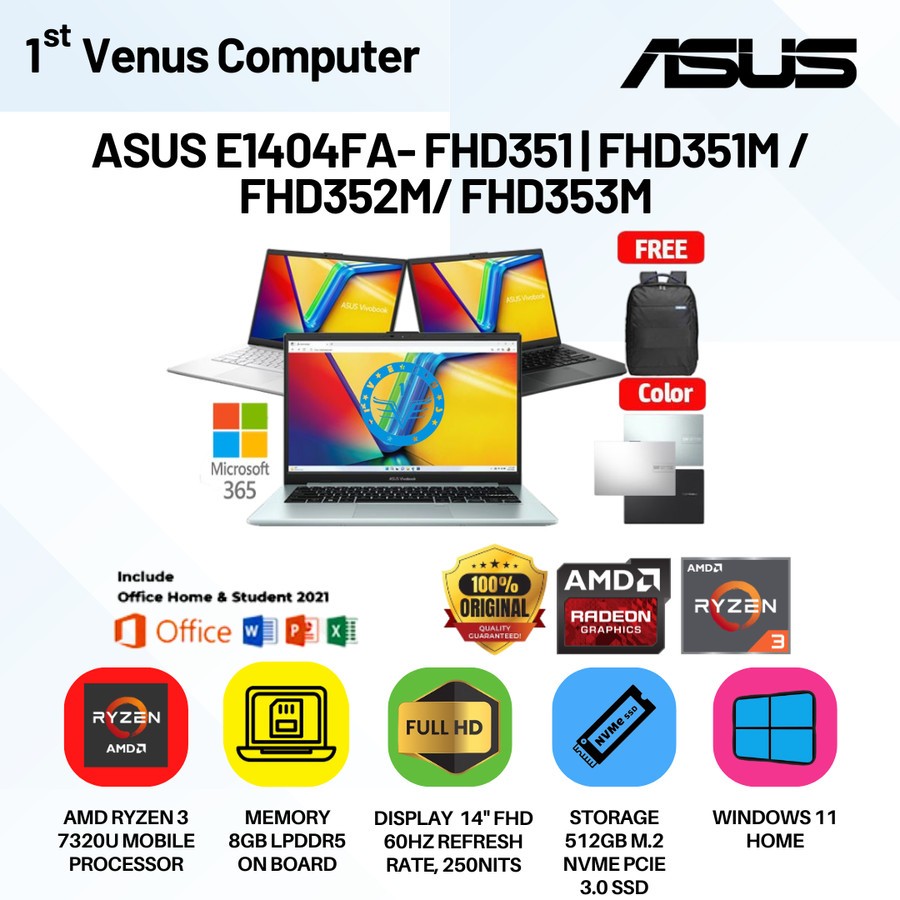 Jual Laptop ASUS Vivobook Go 14 E1404FA AMD Ryzen 3 7320U AMD Radeon ...