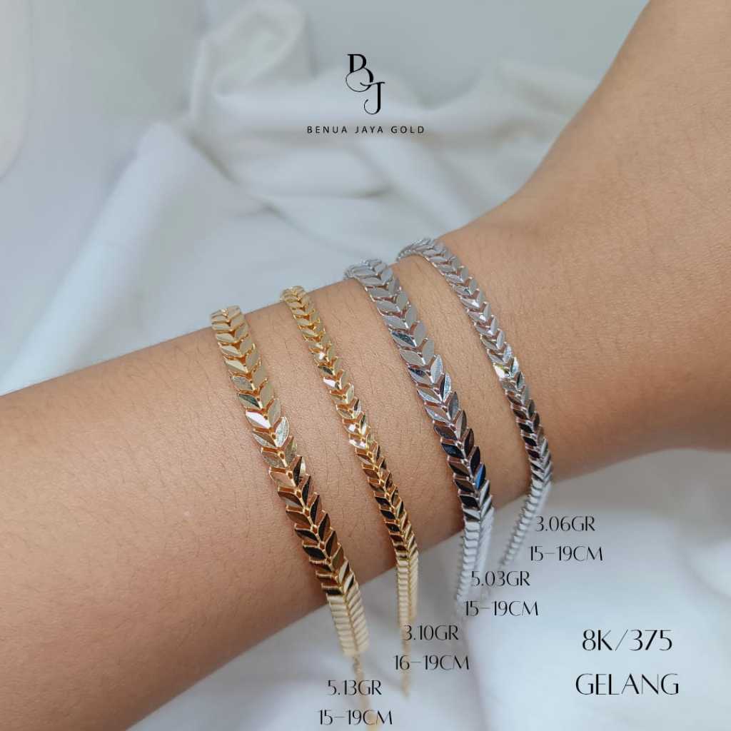 Jual Gelang Rantai Daun Verona Shimmer Emas 8K/375 | Shopee Indonesia