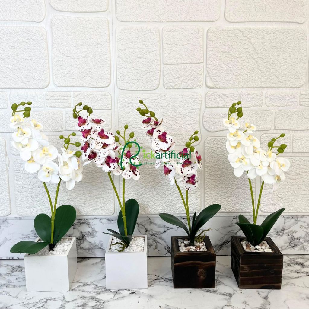 Jual Variasi Tanaman Artificial Bunga Anggrek Bulan X2 Mini Putih Ungu ...
