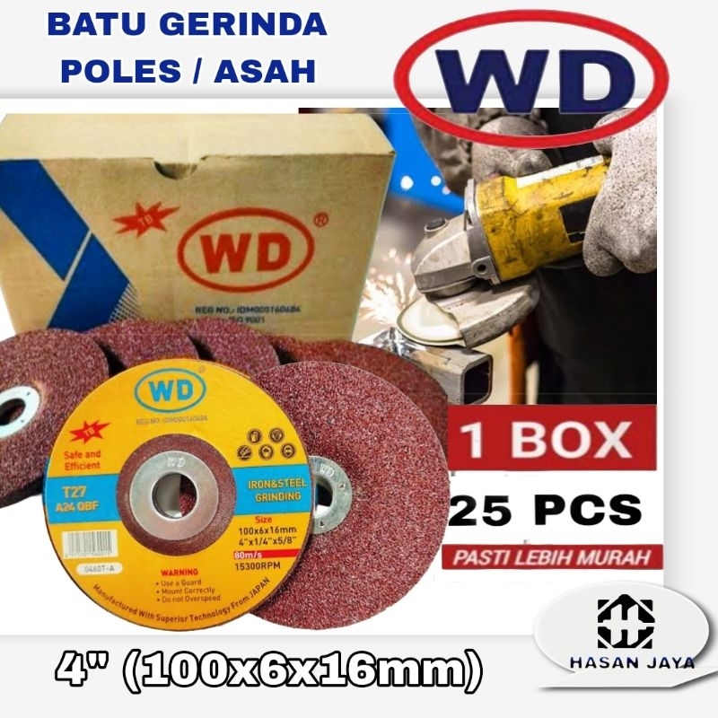 Jual [1Kotak 25Pcs] Batu Gerinda Poles WD 4" Inch x 6 mm / Mata Gerinda ...