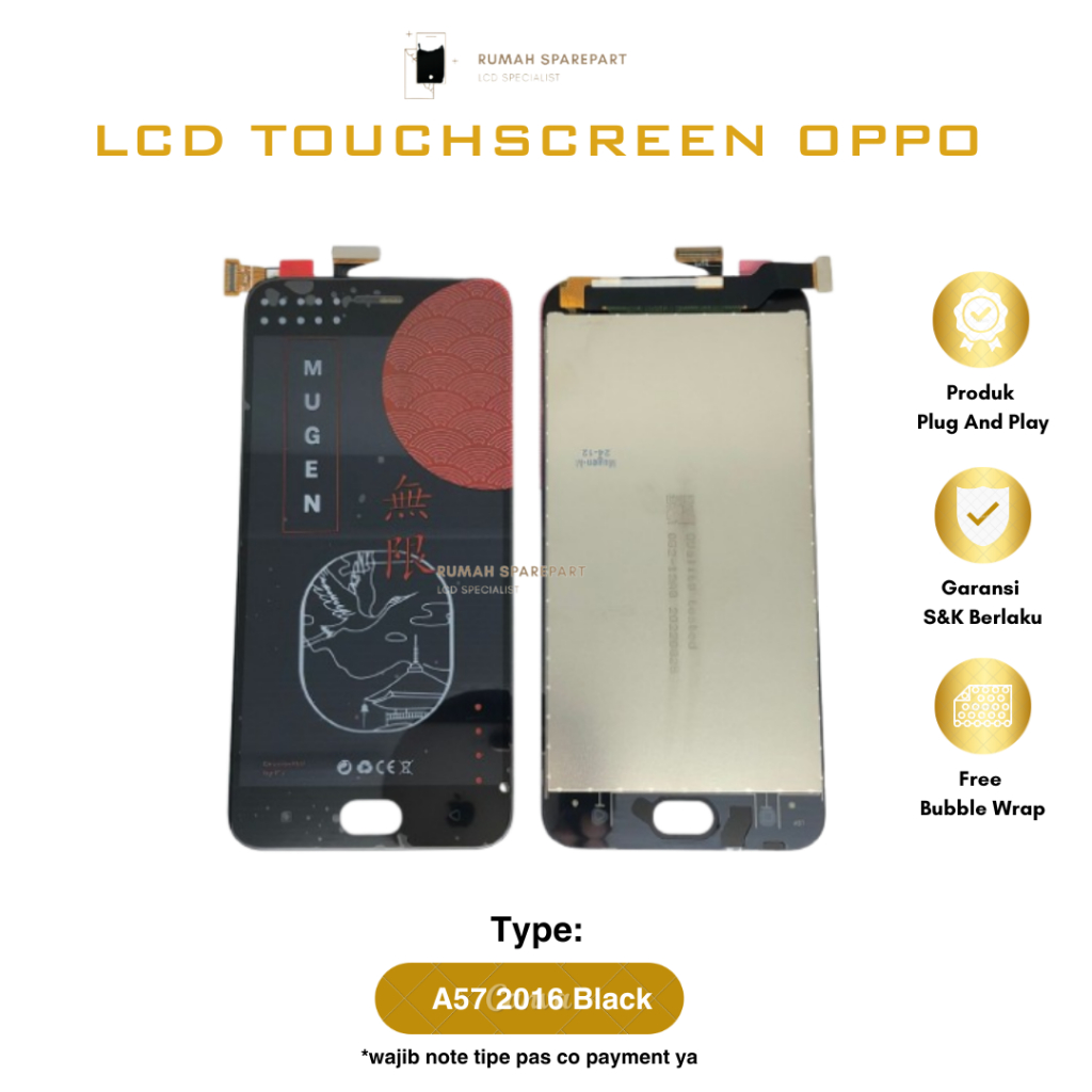 Jual LCD + Touchscreen Oppo A57 Lama Black & White Ori Full Set ...