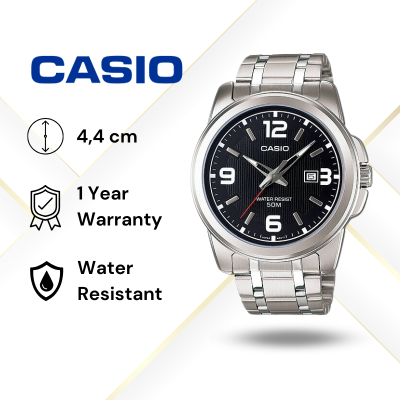 Jual JAM TANGAN PRIA CASIO MTP-1314D-1A ORIGINAL - MTP1314D SILVER HITAM CASIO ORIGINAL | Shopee ...
