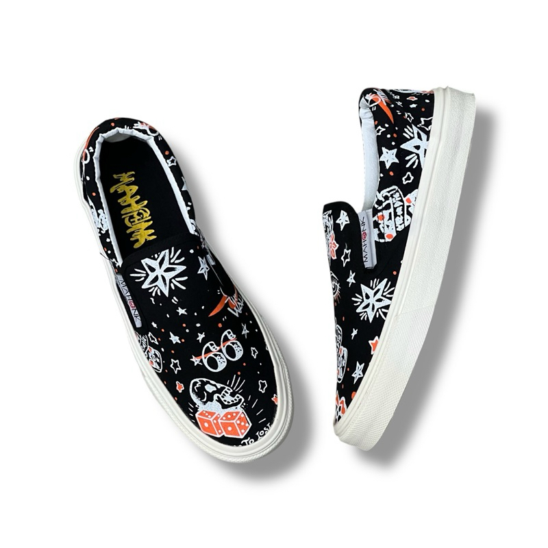 Jual SEPATU MAHONK - Slip On Terbaru Motif Bunot Black X Tatto Pria ...