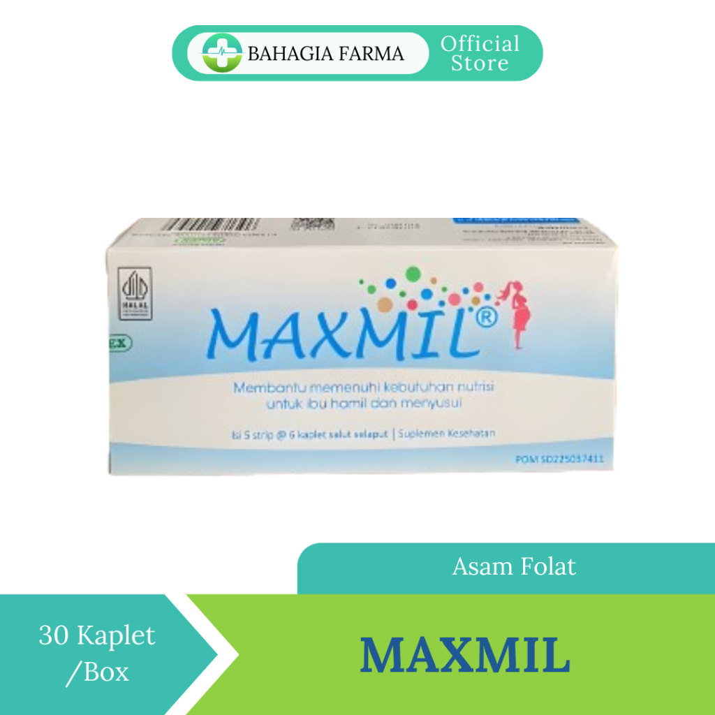 Jual MAXMIL | Vitamin Ibu Hamil | Suplemen Asam Folat Generasi terbaru (5MTHF) | Box Isi 30 ...