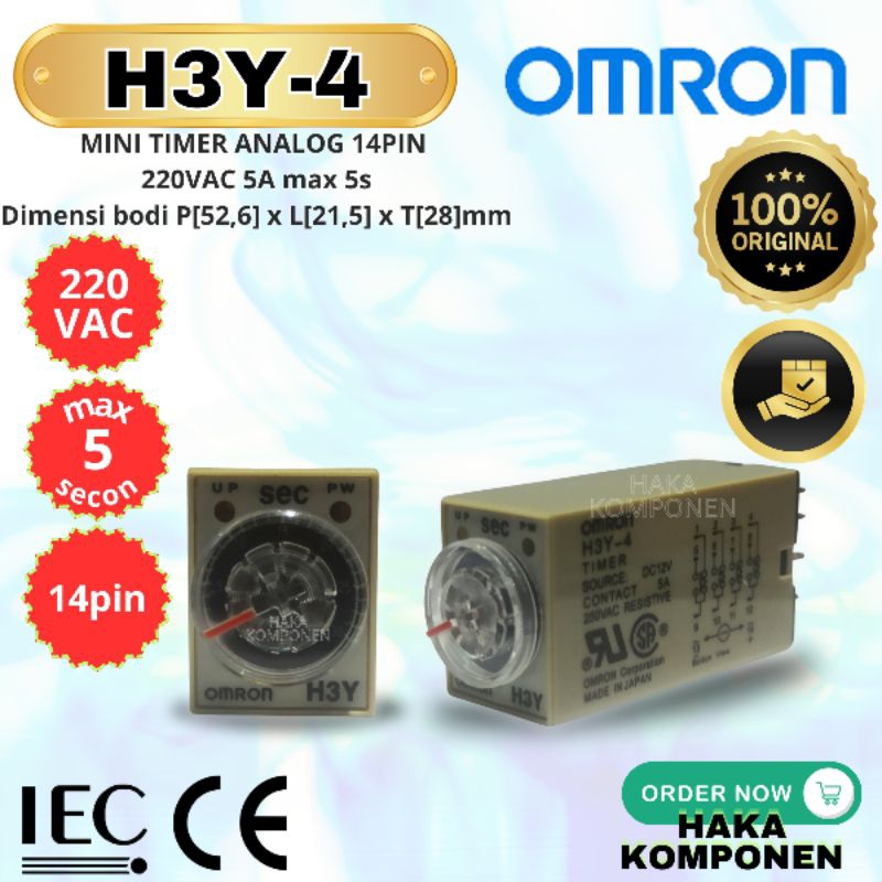 Jual H3Y-4 5S 220vac omron mini timer 220vac 14 kaki 5detik | Shopee Indonesia