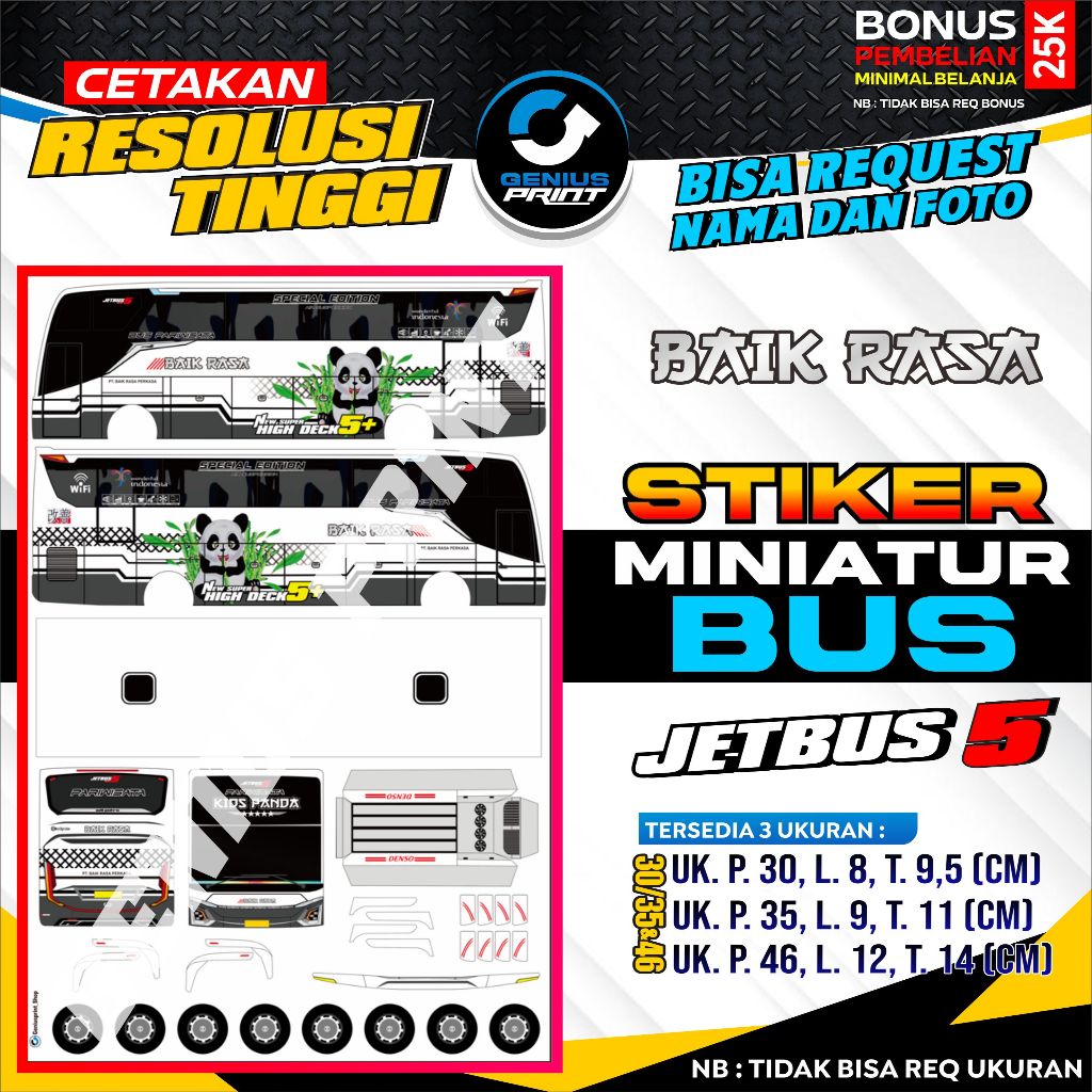 Jual STIKER A3 MINIATUR BUS JETBUS 5 LIVERY BAIK RASA | AKA WISATA ...