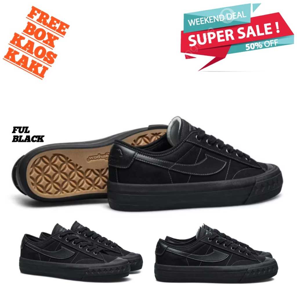 Jual TERBARU!!Compass Retrograde Low Black Black Premium Sepatu ...