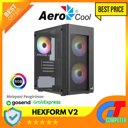 Jual Case Aerocool Hexform V2 FRGB | mATX | Tempered Glass | 3X FRGB Fan | Shopee Indonesia
