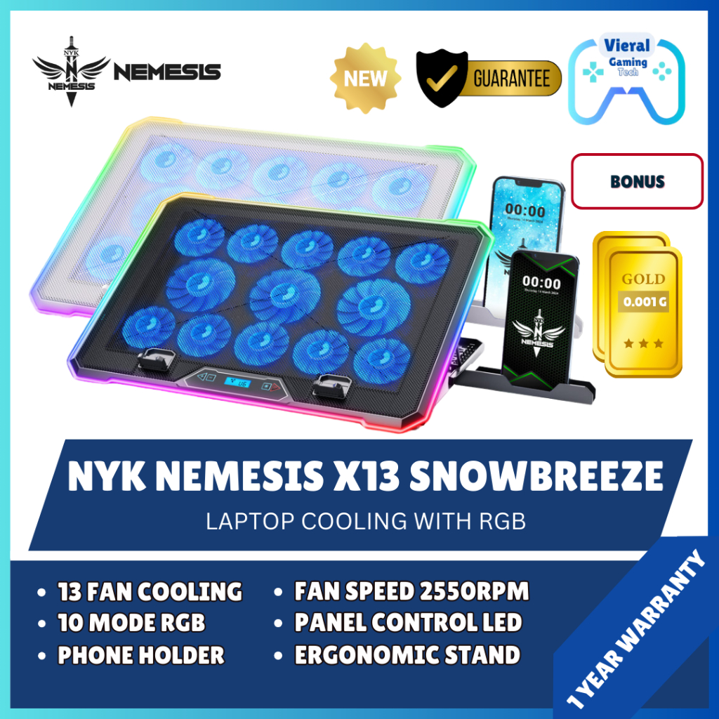 Jual NYK Nemesis X13 / X-13 Snowbreeze Coolingpad RGB with Digital ...
