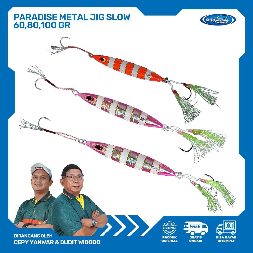 Jual Paradise Metal Jig Series Free Jig Assist Ukuran 60g 80g 100g Jigging Laut Glow In The Dark ...