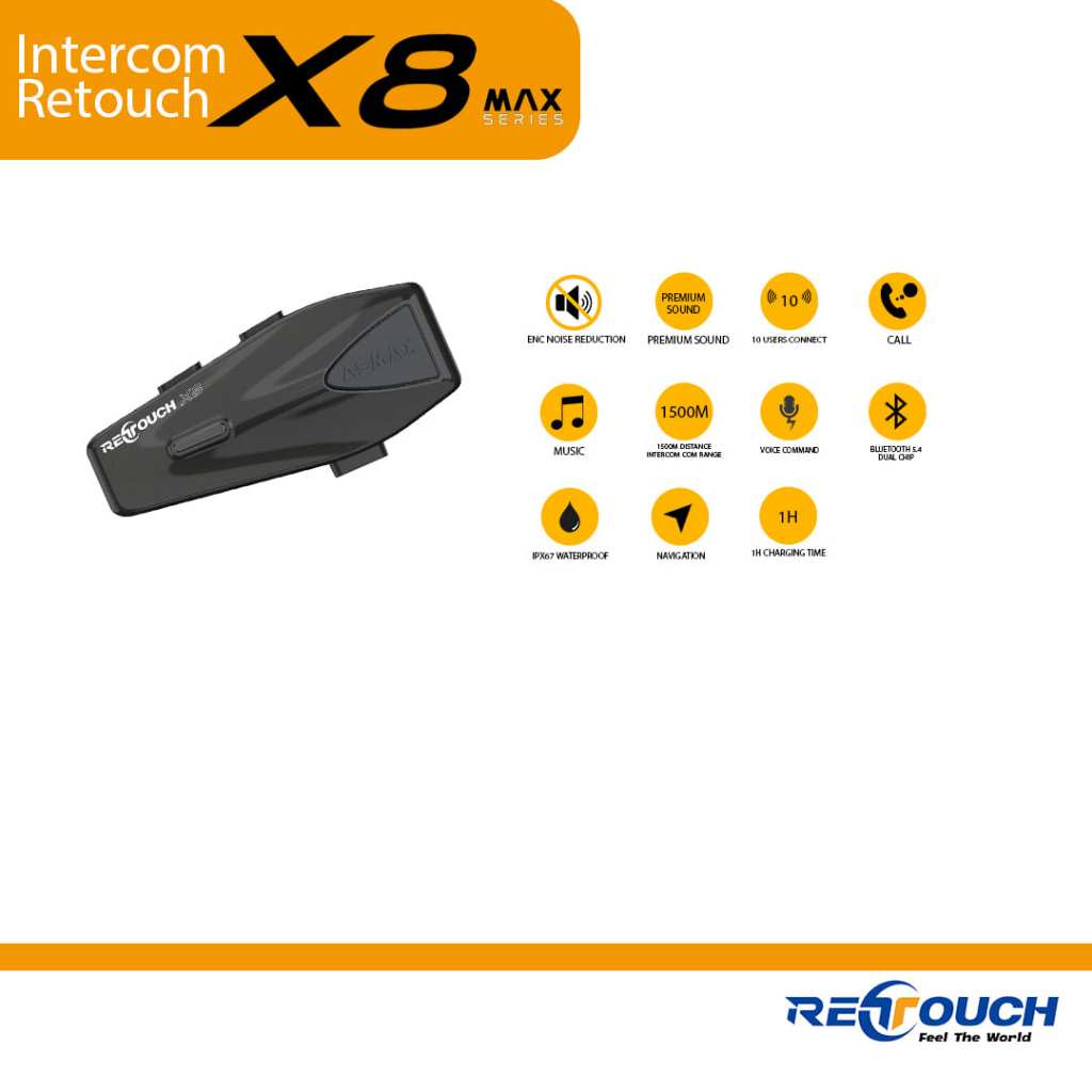 Jual INTERCOM RETOUCH X8 Intercom Bluetooth Helmet | Call | Music ...