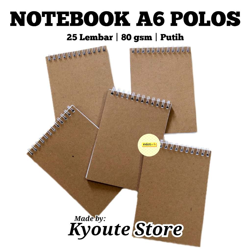 Jual Buku Notebook A6 Polos Putih Jilid Spiral Kyoute 25 lembar Catatan ...