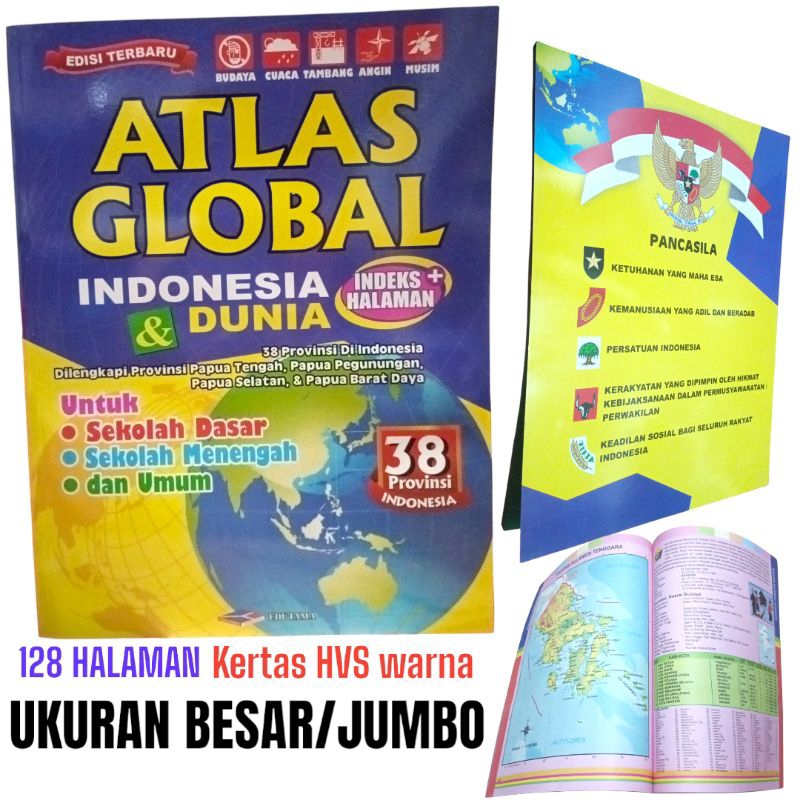 Jual BUKU ATLAS GLOBAL (UKURAN BESAR)INDONESIA&DUNIA INDEKS+HALAMAN ...