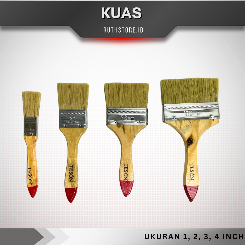 Jual Teson Kuas Cat Gagang Kayu/ Kuat Cat Tembok/ Paint Brush Teson 1 ...