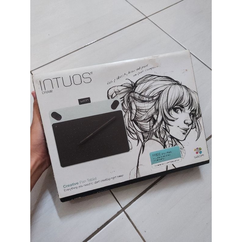 Jual pen tab menggambar WACOM INTUOS CTL 490 white small | Shopee Indonesia